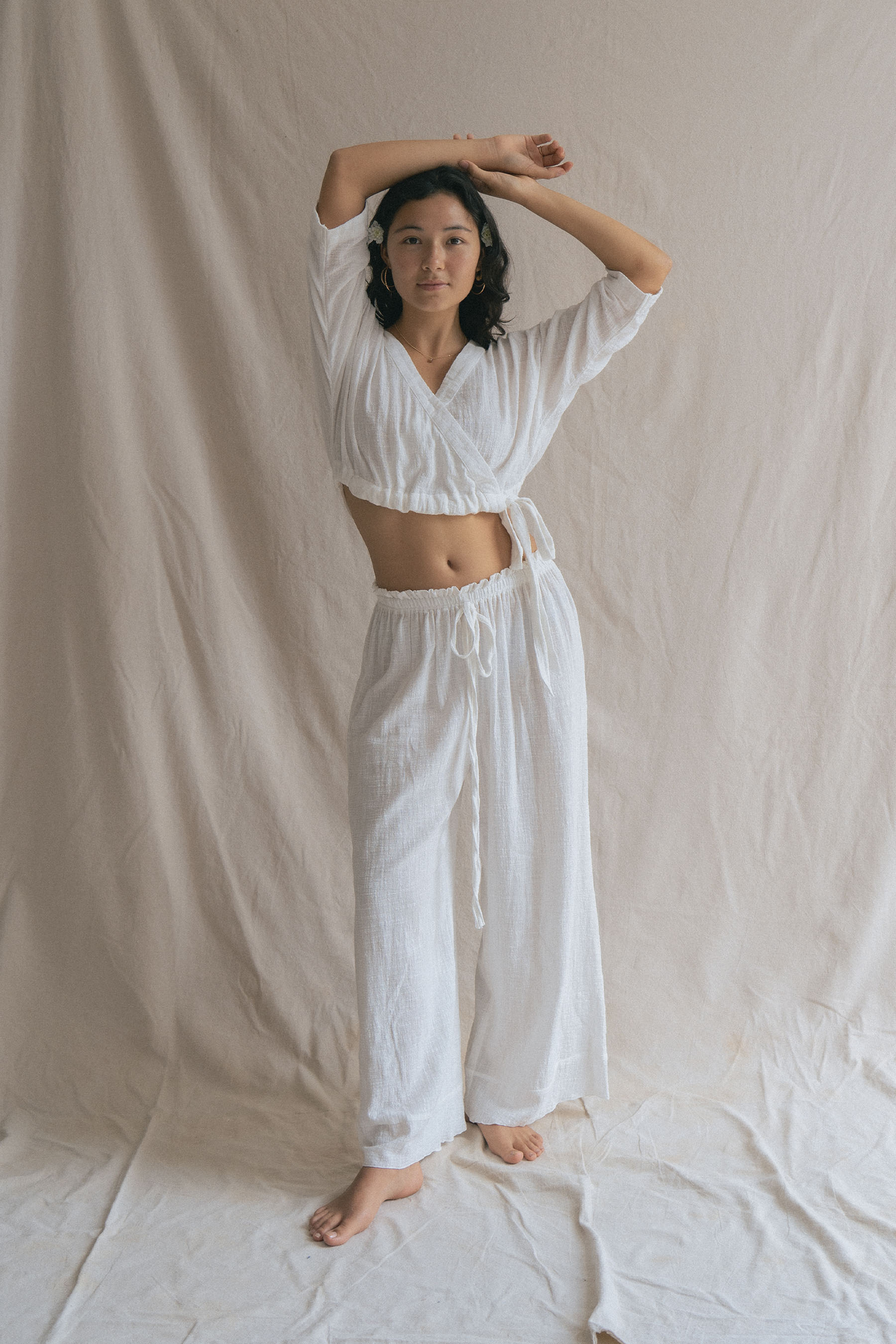Flow Pants Off White - The Perfect Loose Cotton Pants For Meditation –Indigo Luna Store