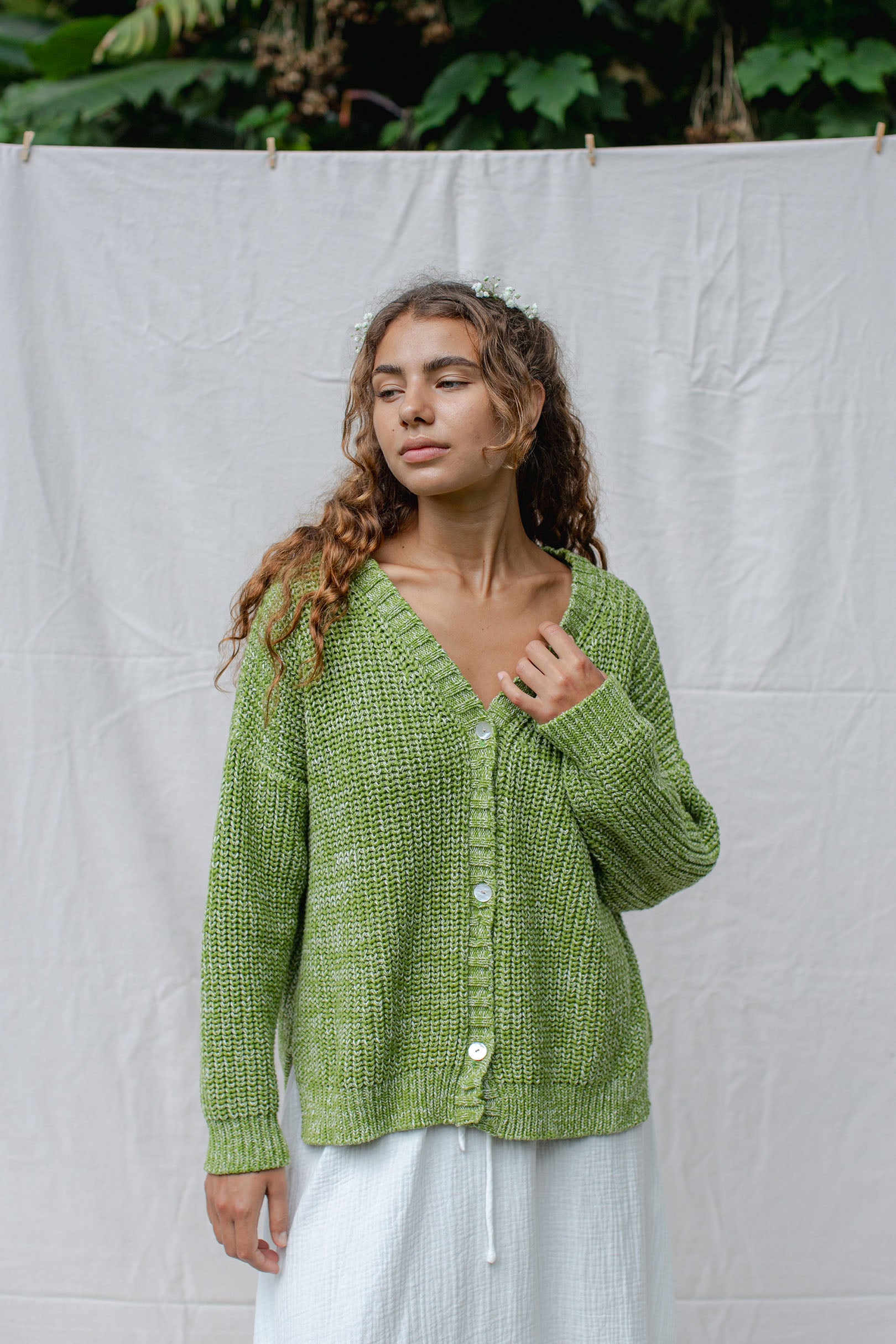 Helga Cardigan Kiwi –Indigo Luna Store